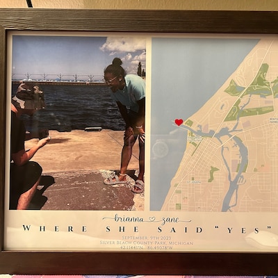 Custom Engagement Map With Frame, Engagement Gift for Couple, Where She ...