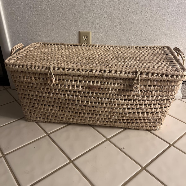 Woven Wicker Toy Box - Rattan Palm Storage Trunk and Storage Basket - Etsy