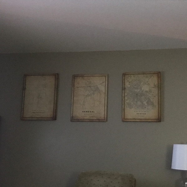Set of 3 ANY CITY Vintage Map Posters | Personalized Antique Map Prints ...