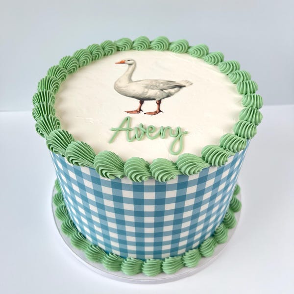 Gingham Cake Wrap Blue Pastel Picnic Edible Image Vintage Plaid ...