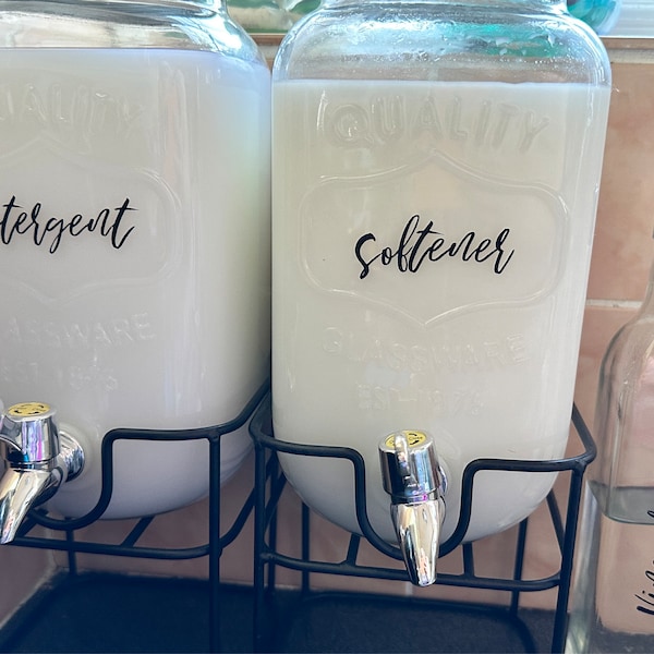 Laundry Room Labels - Utility Decals - Washing Powder, Fabric Softener ...