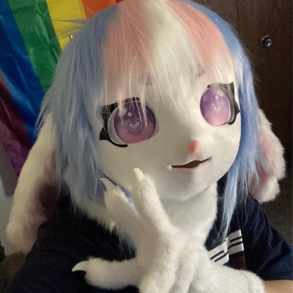 Cream-colored Cute Sweetheart Bunny Anime Cosplay Cute Kigurumi Head ...