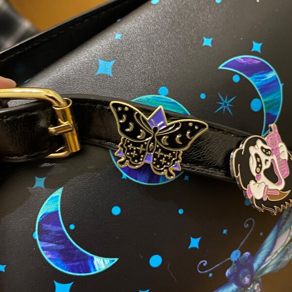Lunar Moth Pin, Butterfly Enamel Pin, Gothic Pin, Halloween Pin, Witch ...