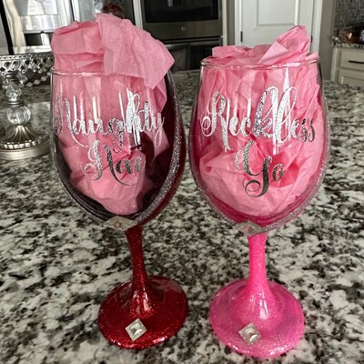 Personalized, Glitter, Rhinestone, Wine Glasses,smooth Finish ...
