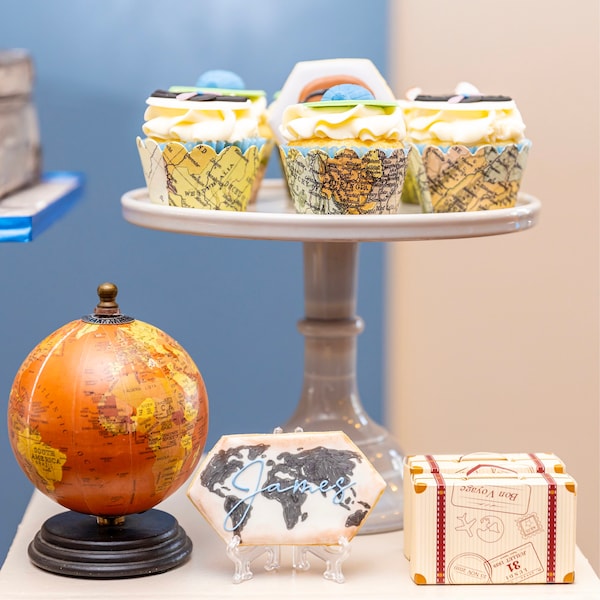 Custom Old Map Cupcake Wrappers (12)- 12 Designs - Etsy