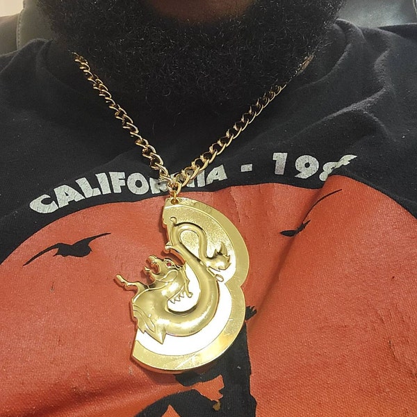 Double Dragon Gold Medallion Cosplay Prop Metal Necklace - Etsy