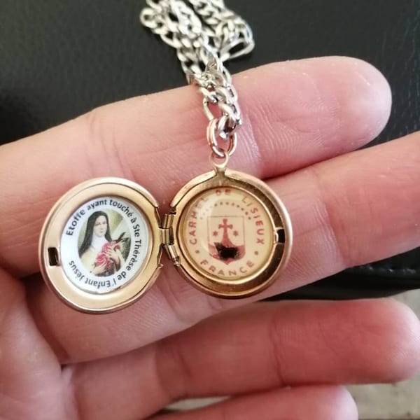 St Therese Relic Locket – Rose Gold Religious Keepsake - Etsy