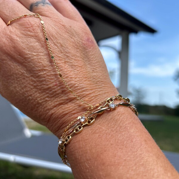 Silver & Gold Hand Chain, Dainty 18k Gold Hand Plated Chain Gold Hand ...