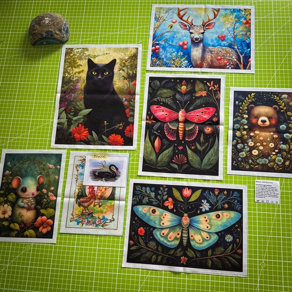 Fabric Panel DI 204 Botanical Moths. for Sewing, Patchwork, Quilting ...