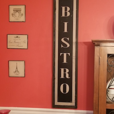Bistro Sign, Vertical Bistro Sign, Wooden Bistro Sign, Kitchen Wall ...
