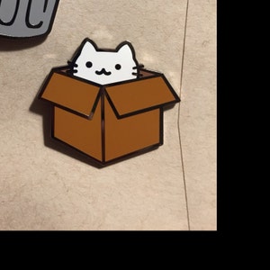 Box Cat Hard Enamel Pin Cute Lapel Pin Gift Stocking - Etsy