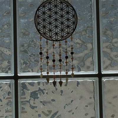 Snow Quartz Tube Torus Sacred Geometry Art, Crystal Mobile, Gold White ...