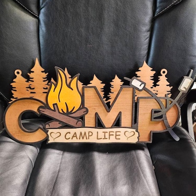 Camping Bonfire Sign Easy Finish Laser Cut File Glowforge and All ...