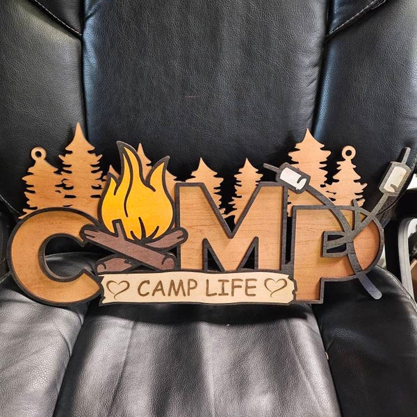 Camping Bonfire Sign - Easy Finish - Laser Cut File - Glowforge and All ...