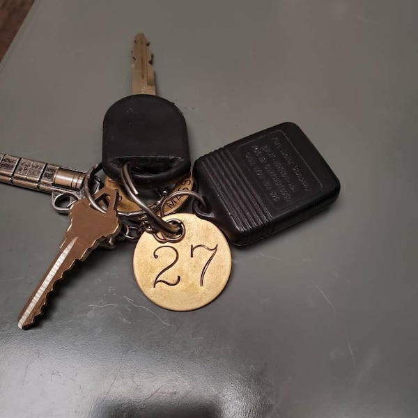 Custom Hand Punched Round Brass Tag - Hand Stamped Key Tag - Hand Made ...