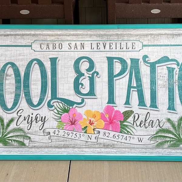Personalized Pool & Patio Sign, Poolside Bar and Grill Decor, Outdoor ...