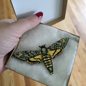 Halloween Brooch, Death Moth Pin, Wooden Pin, Halloween Pin, Death Head ...