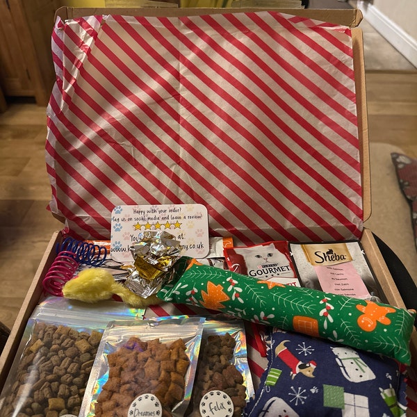 Cat Toy and Treat Gift Box, Cat and Kitten Hamper, Cat Pamper Box ...