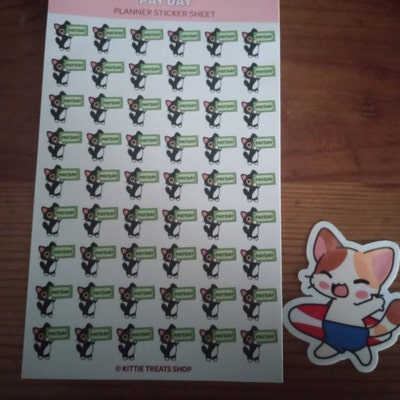 Kawaii Cat Workout Planner Stickers, Workout Reminders, Cute Planner ...