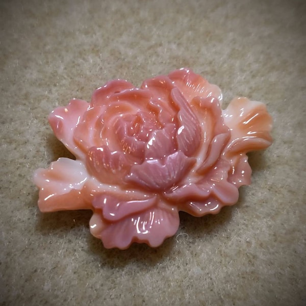 Natural Pink Shell Peony Flower, Pink Conch Peony Pendant Bead,24x35mm ...