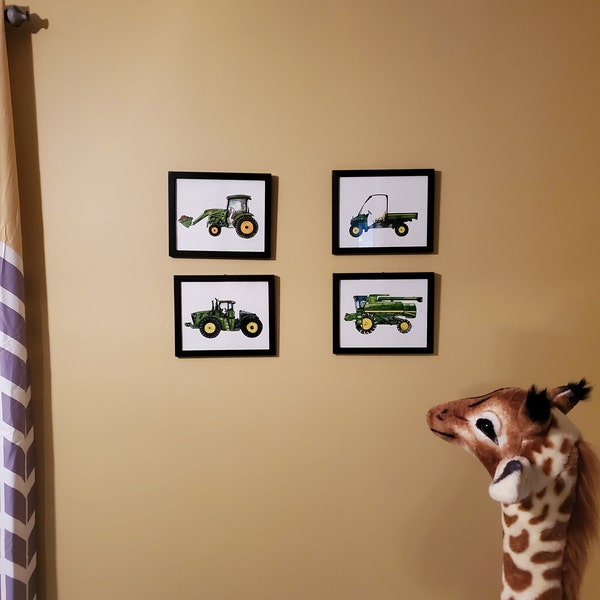 Green Tractor Prints, Printable Tractor Prints, Set of 4, Kids Room ...