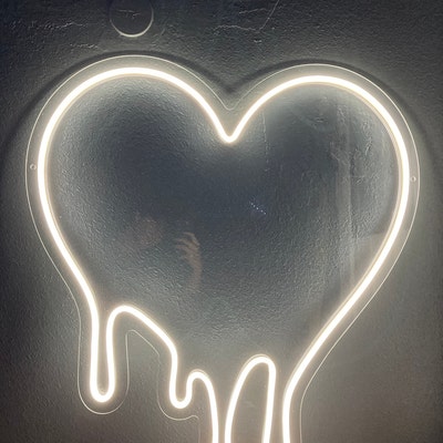 Dripping Heart Neon Sign, Pink Neon Sign Bedroom, Custom Led Neon Light ...