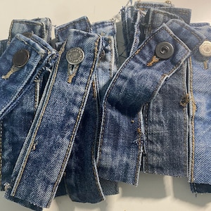 Salvaged Blue Jean Denim Back Leather Tags - Etsy