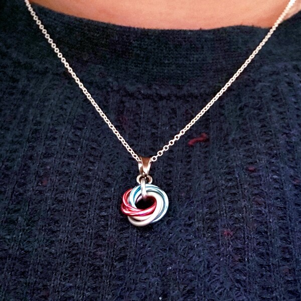 Transgender Pride Pendant, TINY Chainmail Love Knot, Trans Pride ...