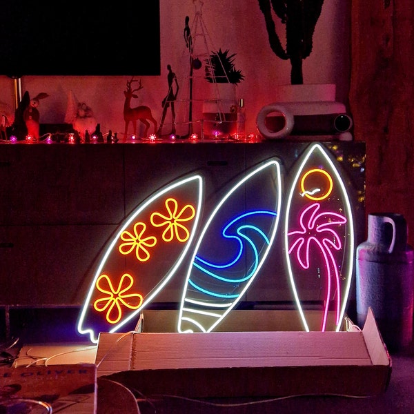 Surfboard LED Neon Sign | Gift for Surfer Girl | Beach House Gift ...