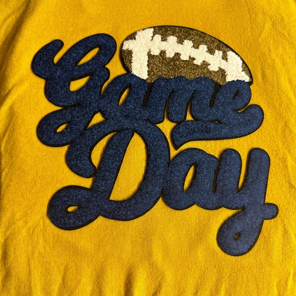 Orange Checkered Game Day Patch, Iron on Patch, Chenille Sequin Patch, DIY Patch, Preppy ...