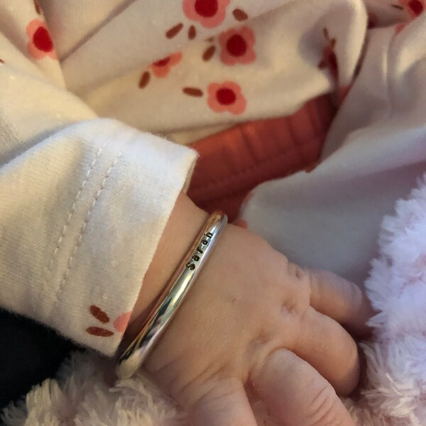 Baby, Toddler or Child's Sterling Silver Personalized Handstamped Cuff ...