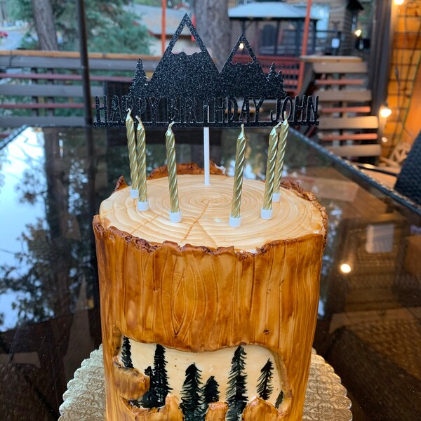Custom Mountains Cake Topper, Adventure Cake Topper, Nature Cake Topper ...