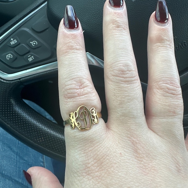 Sterling Silver Monogram Ring, Custom Letter Ring, Personalized Ring ...