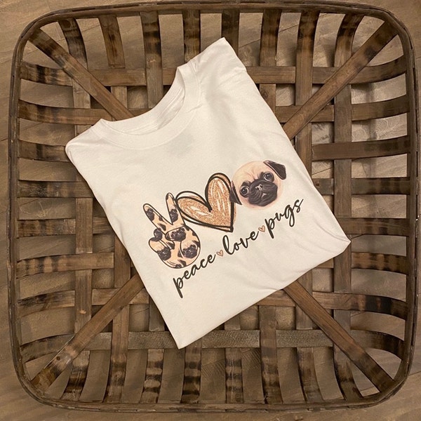 Peace Love Pugs Sublimation Png Digital Download, Pug Png, Pugs PNG ...