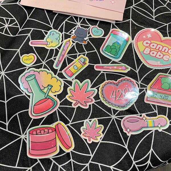 420 Medical Magic Girl Sticker Pack Marijuana Stickers Cute Weed ...