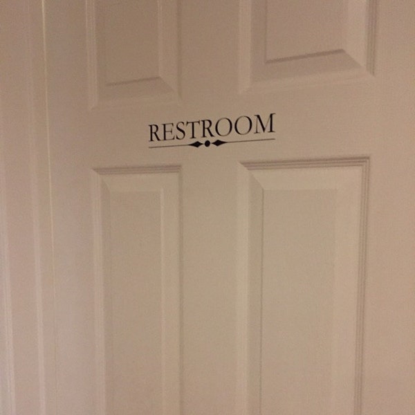Restroom - Bathroom Door • Room Decor • Vinyl Lettering • Door Label ...