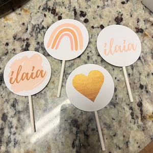 Printable Boho Pink Rainbow Cake Topper Rainbow Party Cake - Etsy