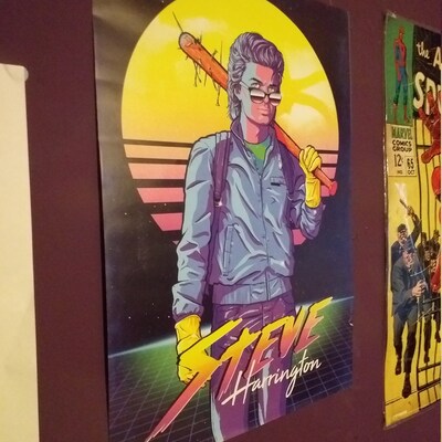 Steve A3 A4 Poster Print Retro 80s Wall Print Fan Made Digital Drawing ...