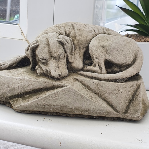 Sleeping Dog Statue | Reconstituted Stone Animal Concrete Garden ...