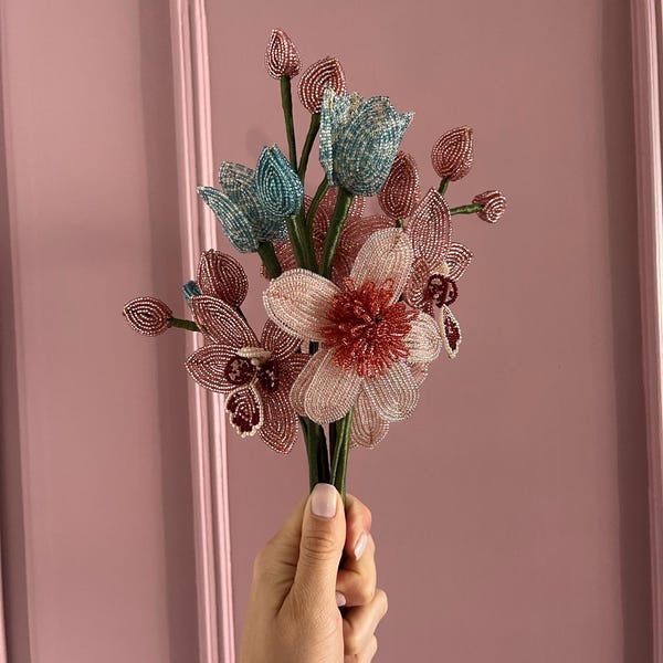 Custom Beaded Flower Bouquet - Etsy