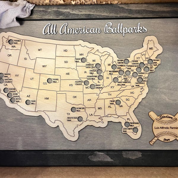 Custom Baseball Stadium Travel Map Tracker, Personal Ballpark Stadium ...