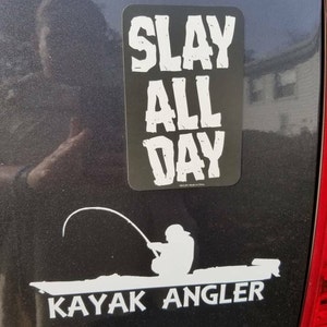 Vinyl Kayak Angler Decal, Kayak Angler Sticker, Kayak Fisherman, Kayak ...
