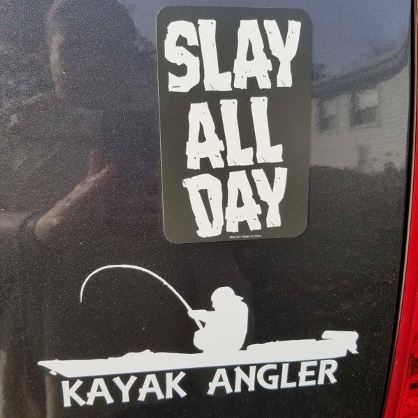 Vinyl Kayak Angler Decal, Kayak Angler Sticker, Kayak Fisherman, Kayak ...