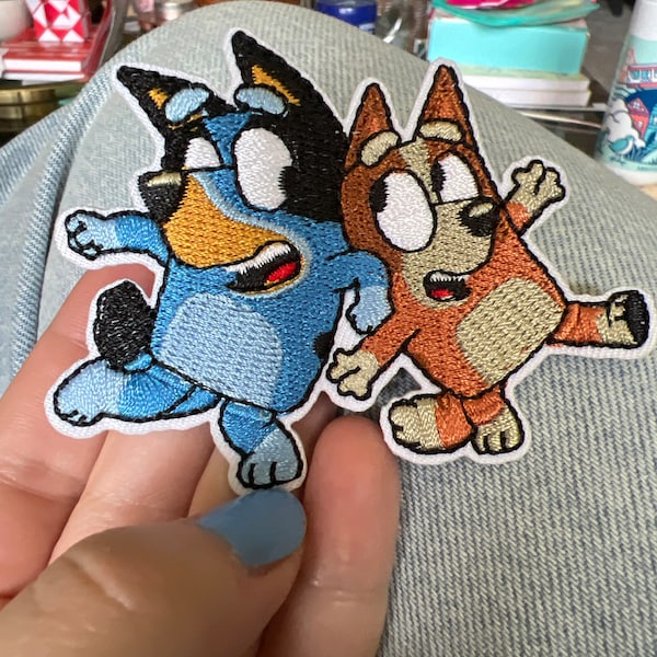 Bluey Bingo Bandit Chilli Heeler Family Dog Cartoon Characters Iron on ...