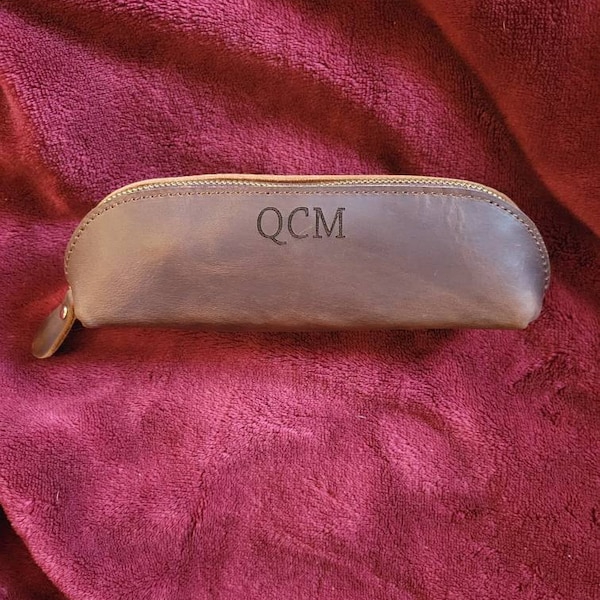Custom Leather Pencil Case, Personalized Pencil Organizer, Monogrammed ...