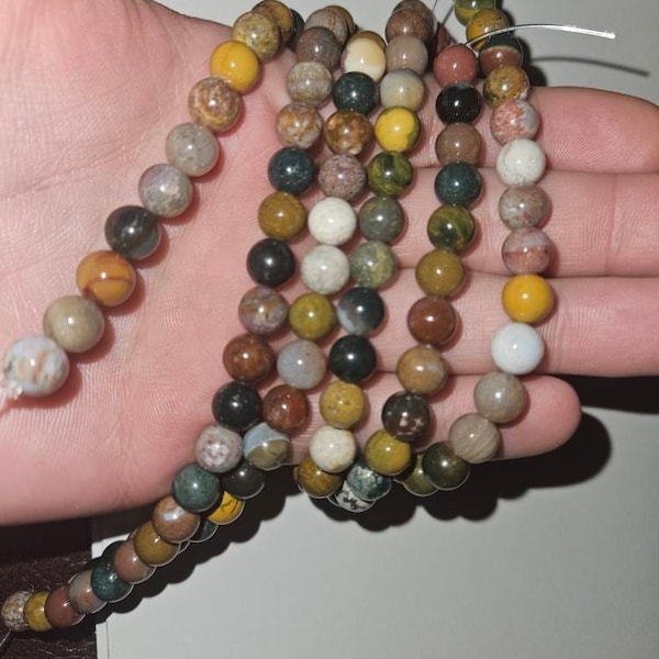 8MM Africa Ocean Jasper Beads Grade AAA Genuine Natural Gemstone Round ...