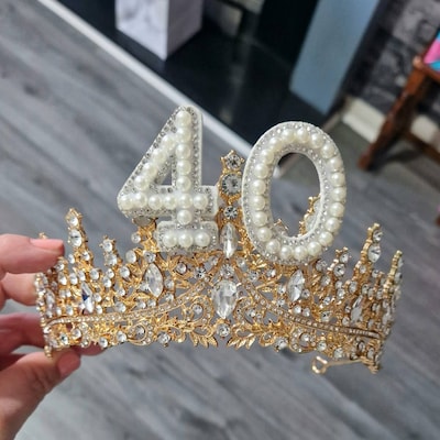 Black 18th 21st 30th 40th 50th Birthday Crown 30th Headband 40th Tiara ...