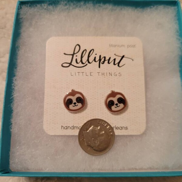 Sloth Earrings // Sloth Emoji Earrings // Sloth Face Earrings // Sloth ...