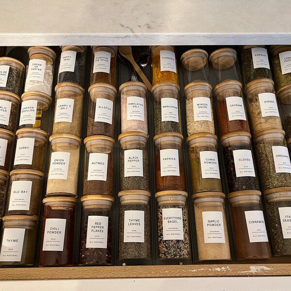160 Minimalist White Spice Labels. Preprinted Modern Farmhouse Spice ...