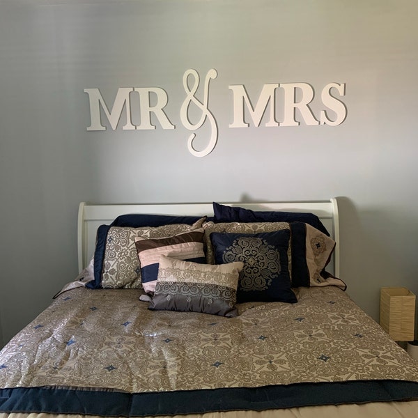 Mr & Mrs Wall Letters Above the Bed Sign Bedroom Decor Letters for Wall ...
